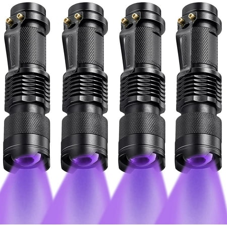 4 Pieces UV Black Light Flashlight 395nm Portable Handheld Torch ...