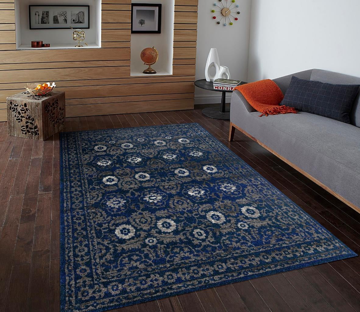 1454 Blue 5 X 7 Area Rug Carpet Large New Walmart Walmart