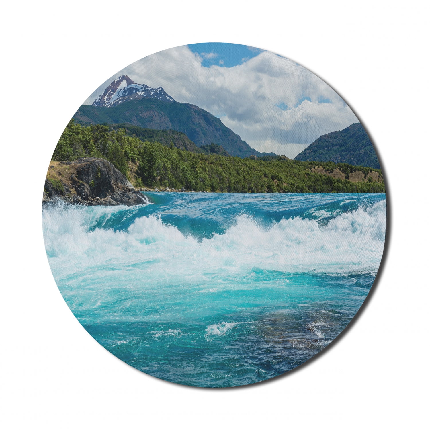 Nature Mouse Pad for Computers, Flowing River Rapids Cloudy Snowy ...