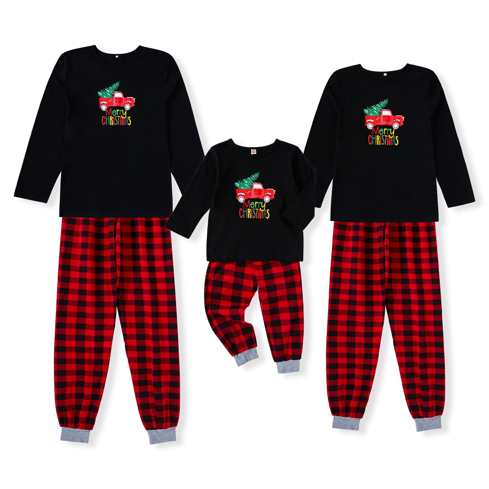 GRNSHTS Family Christmas Pjs Matching Sets Black Plaid Jammies for Baby ...