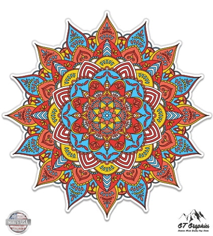 Colorful Mandala - 8" Vinyl Sticker - For Car Laptop I-Pad - Waterproof ...