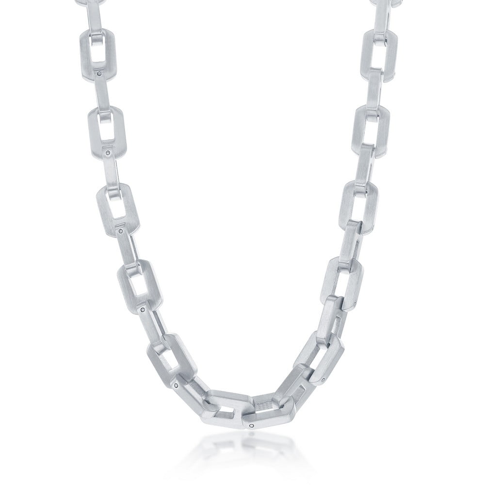 Beaux Bijoux - Stainless Steel Men’s Matte Linked 22’’ Chain Necklace ...
