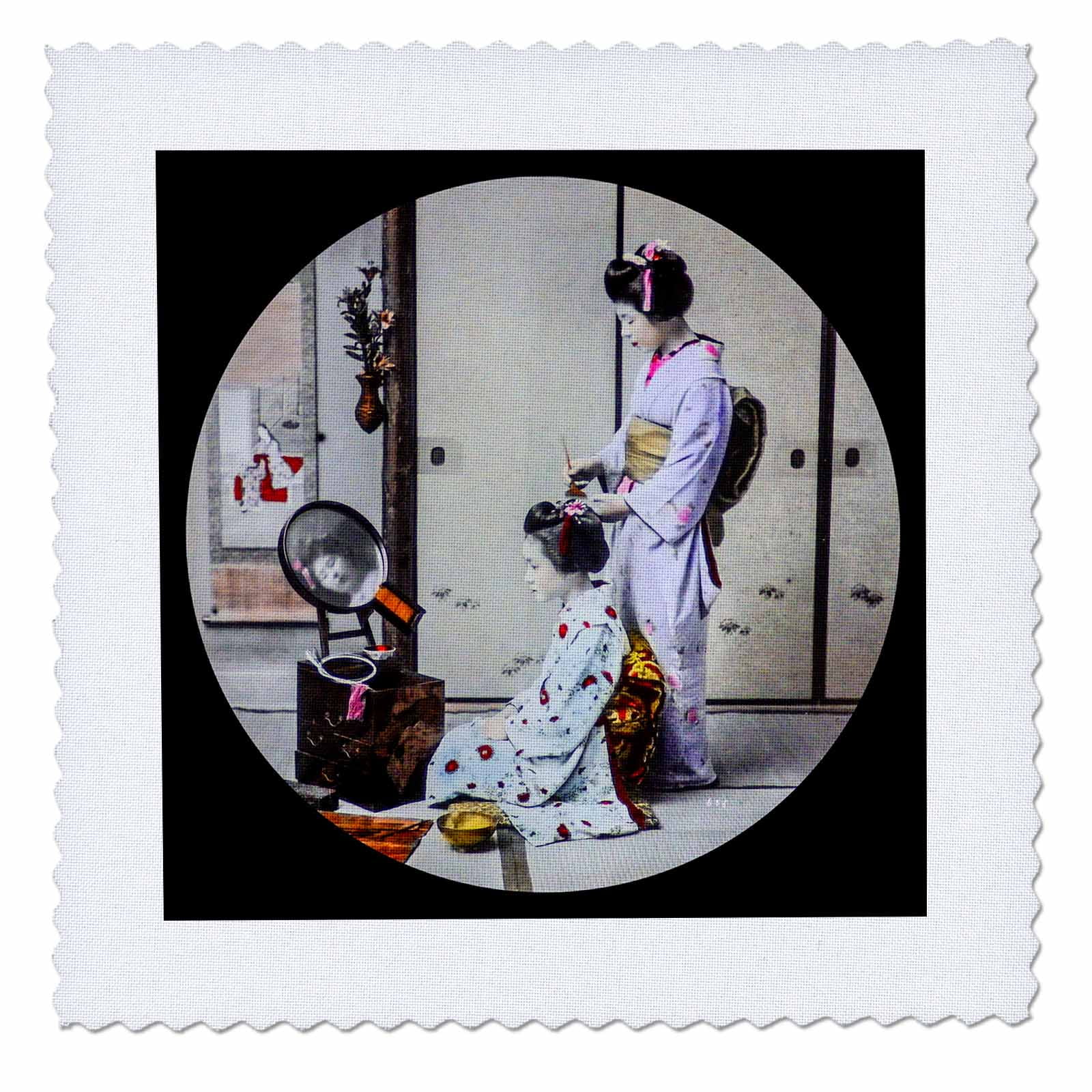 3dRose Vintage Japanese Geisha Hair Dresser Magic Lantern Slide Hand ...