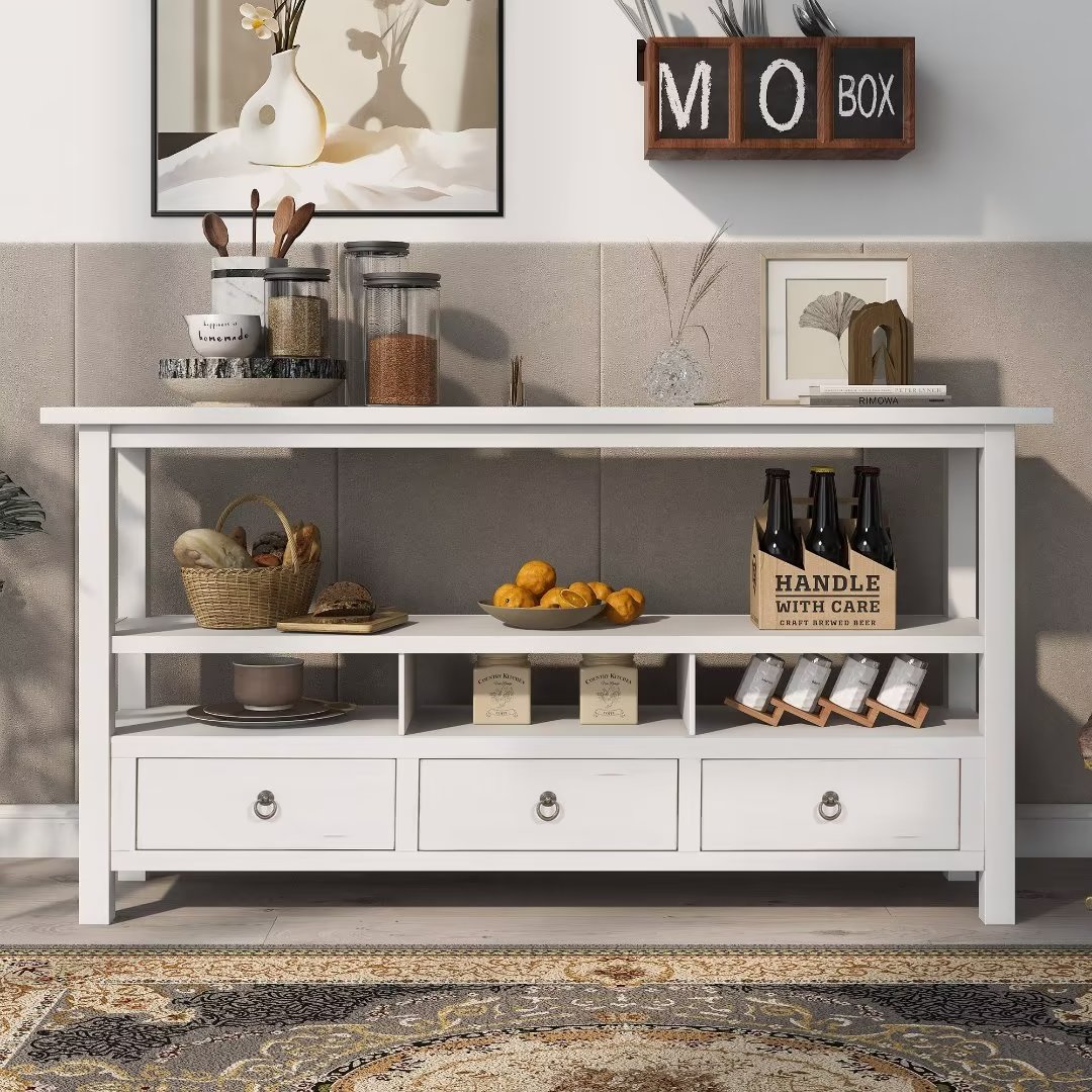 Console Table Sofa Table, Rustic Buffet Server with Double Storey ...