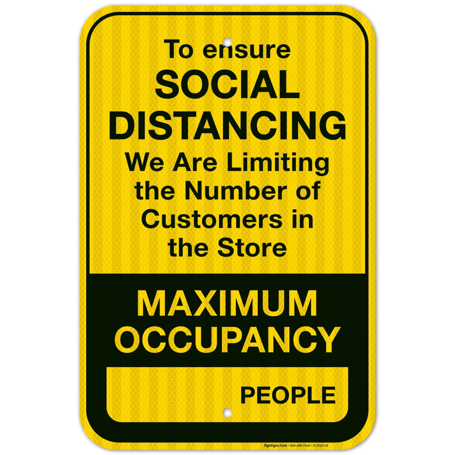 Social Distancing Sign, Maximum Occupancy Sign, 12x18 Reflective ...
