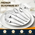 60 Piece Silverware Set for 12, Stainless Steel Utensils, Wave Design ...
