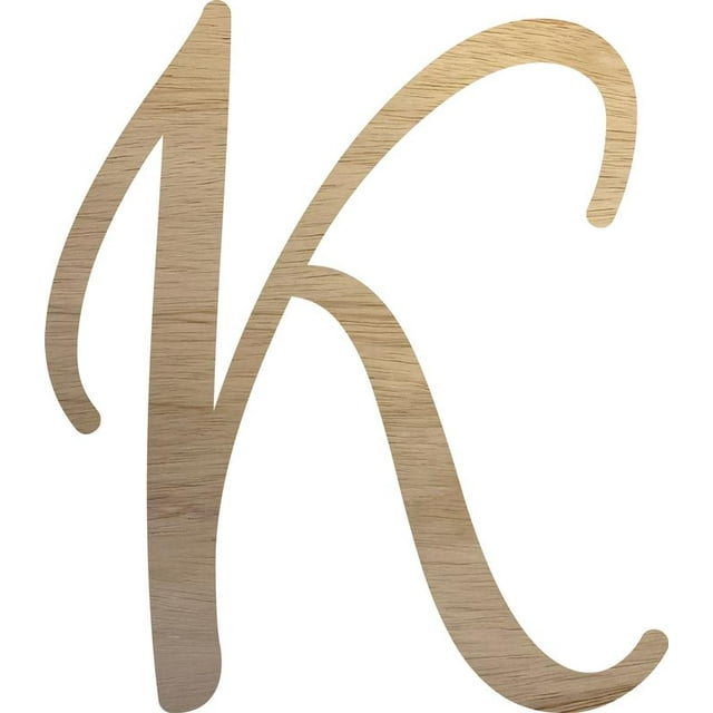 Unfinished Wooden Cursive Letter K, Real Wood Material 18'' Tall ...
