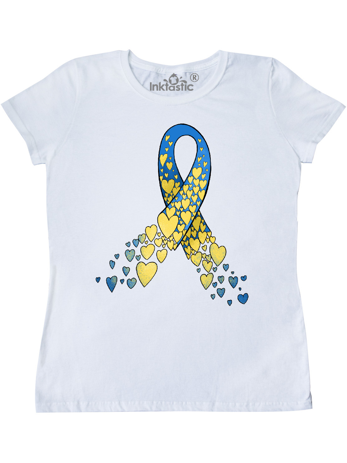 Inktastic Down Syndrome Awareness Blue and Yellow Hearts Ribbon Women's T-Shirt - Walmart.com