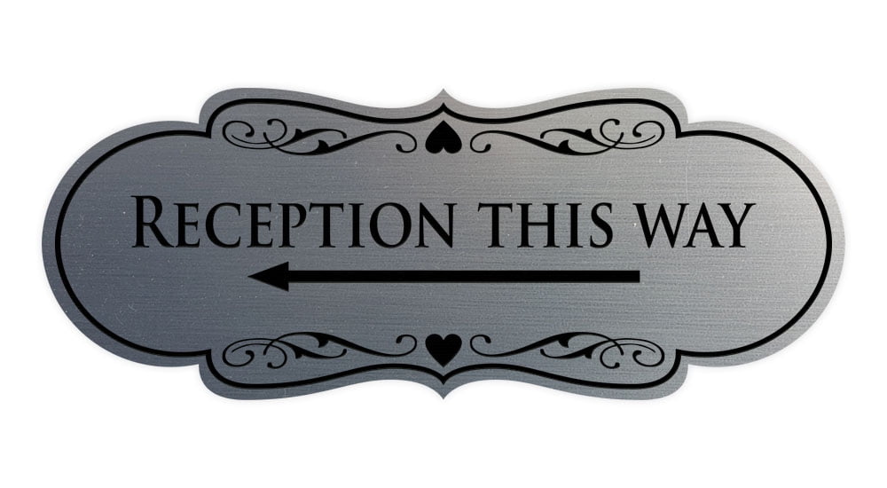 Designer Reception This Way Left Arrow Sign (Brushed Silver) - Small ...