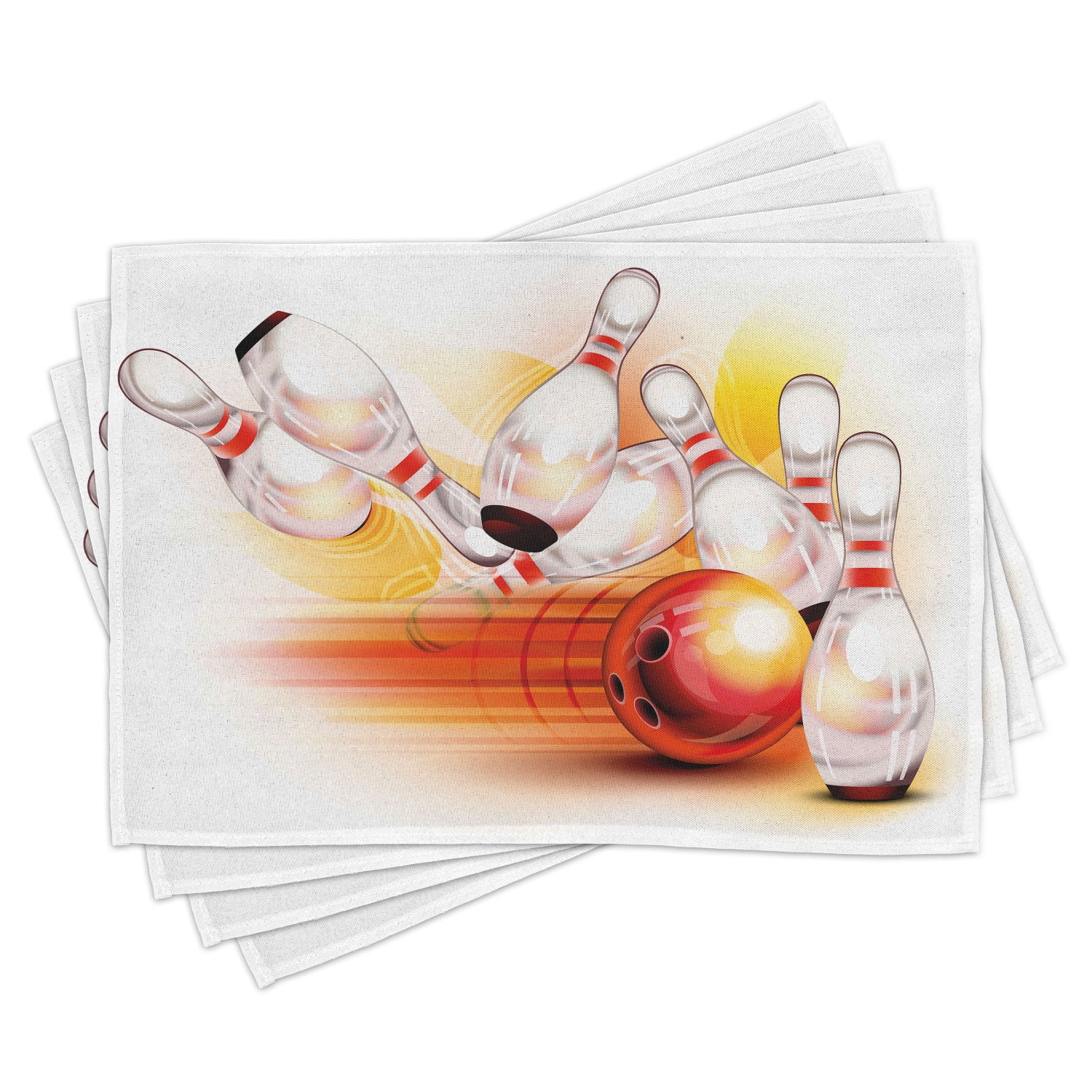 Ambesonne Bowling Party Place Mats Set of 4, Falling Skittles, Standard ...
