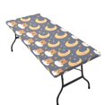 Bear and Moon Stretch Fitted Tablecloth 2.5x6ft Elastic Wrinkle ...