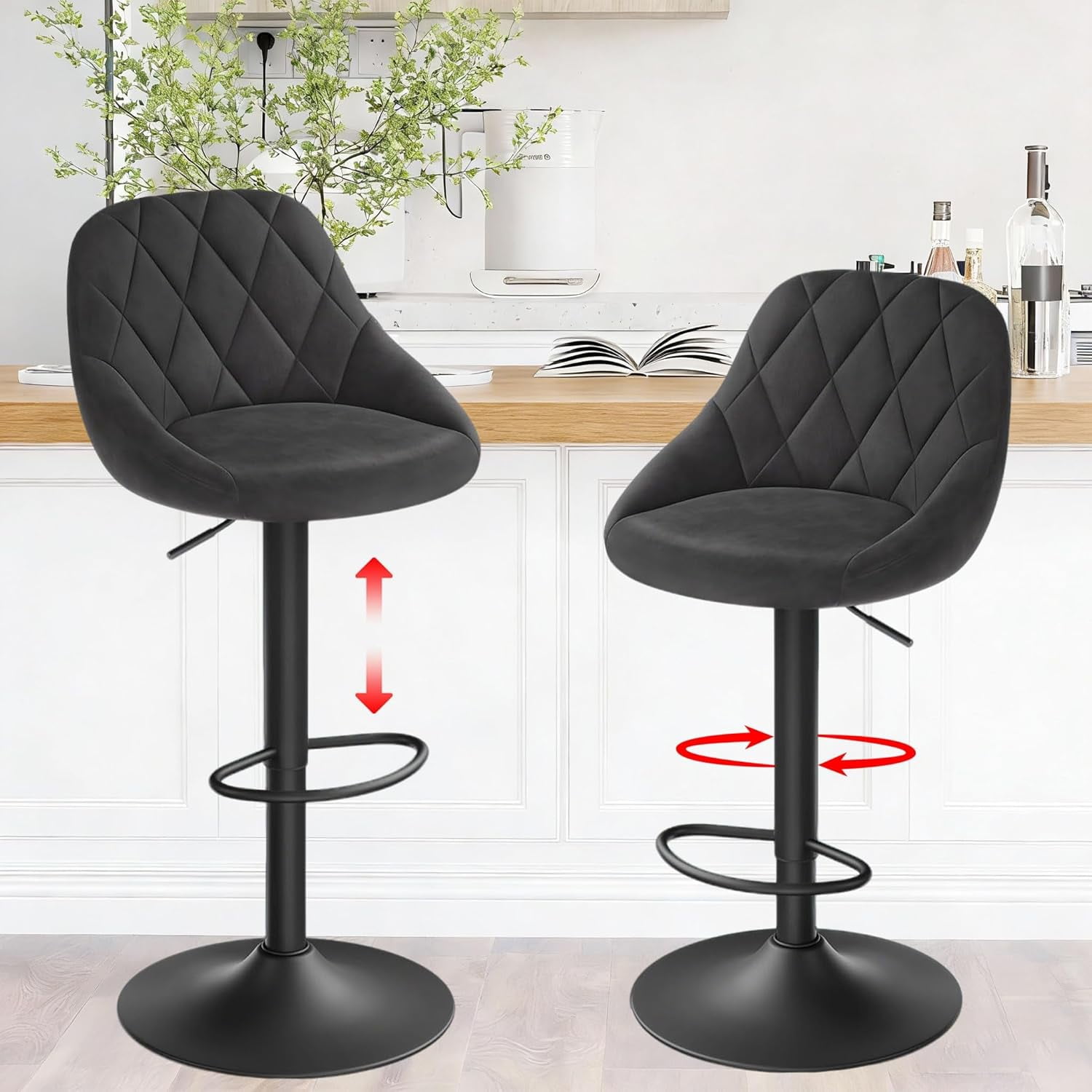 Click here for Jmgjoy Bar Stool Set Of 2  Adjustable Velvet Swive... prices