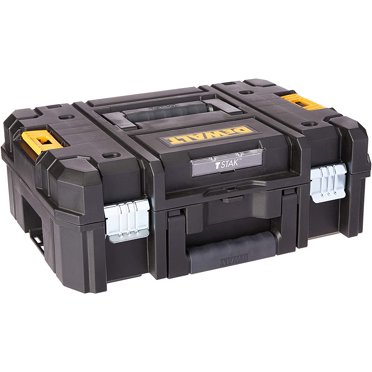 DeWalt TSTAK Stackable Tool Box, 17" Plastic Flat Top Storage Case, 13 ...