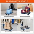 330lb Heavy Duty Folding Flatbed Cart with Wheels, Blue Steel Push Cart ...