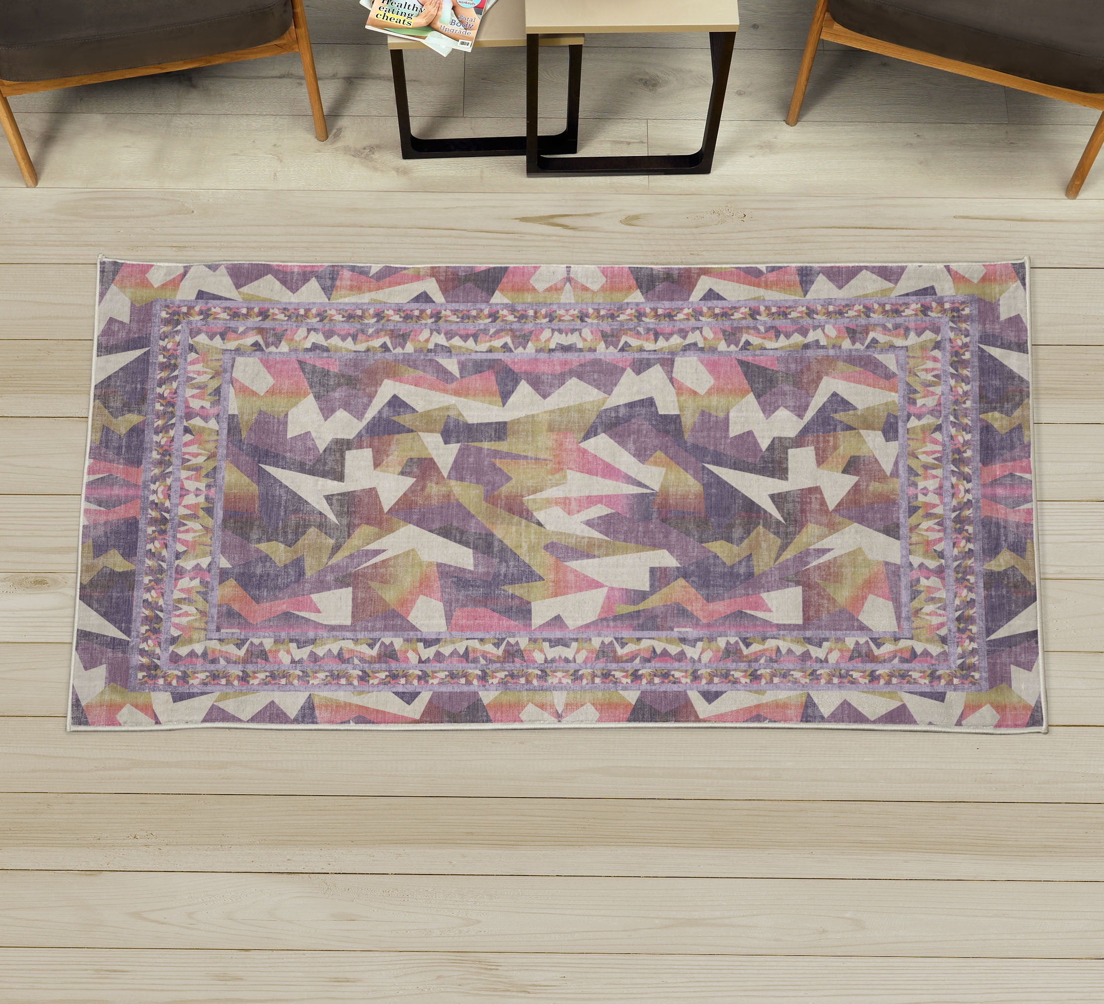 Colorful Decorative Rug, Modern Themed Pattern of Abstract Forms ...
