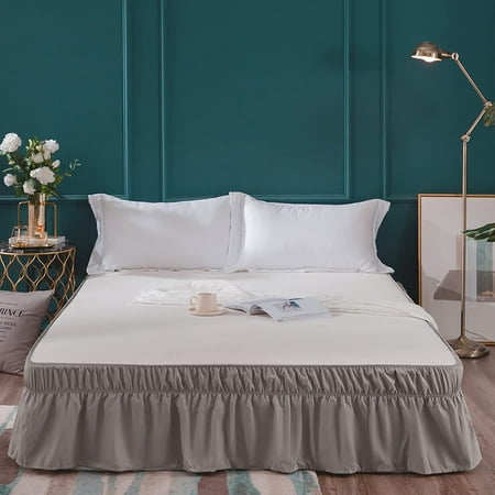 IGUOHAO Wrap Around Bed Skirts 18 Inch Drop with Elastic No Top Cover ...