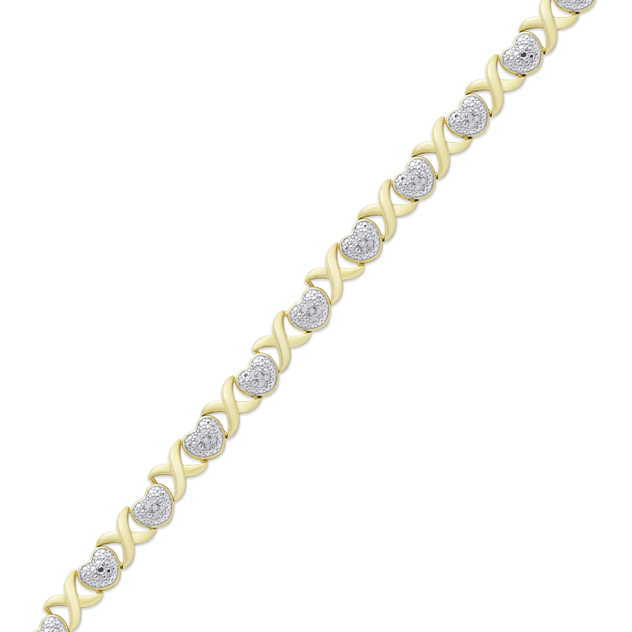 Gold Plated Diamond Accent "X" & Heart Bracelet - Walmart.com