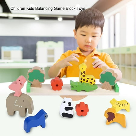 Qiilu Wooden Balancing Game Forest Animals Plants Block Toys Children ...