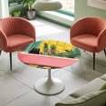 Black Cat Round Fitted Table Cover Pink Bathtub Green Leaf Whimsical ...