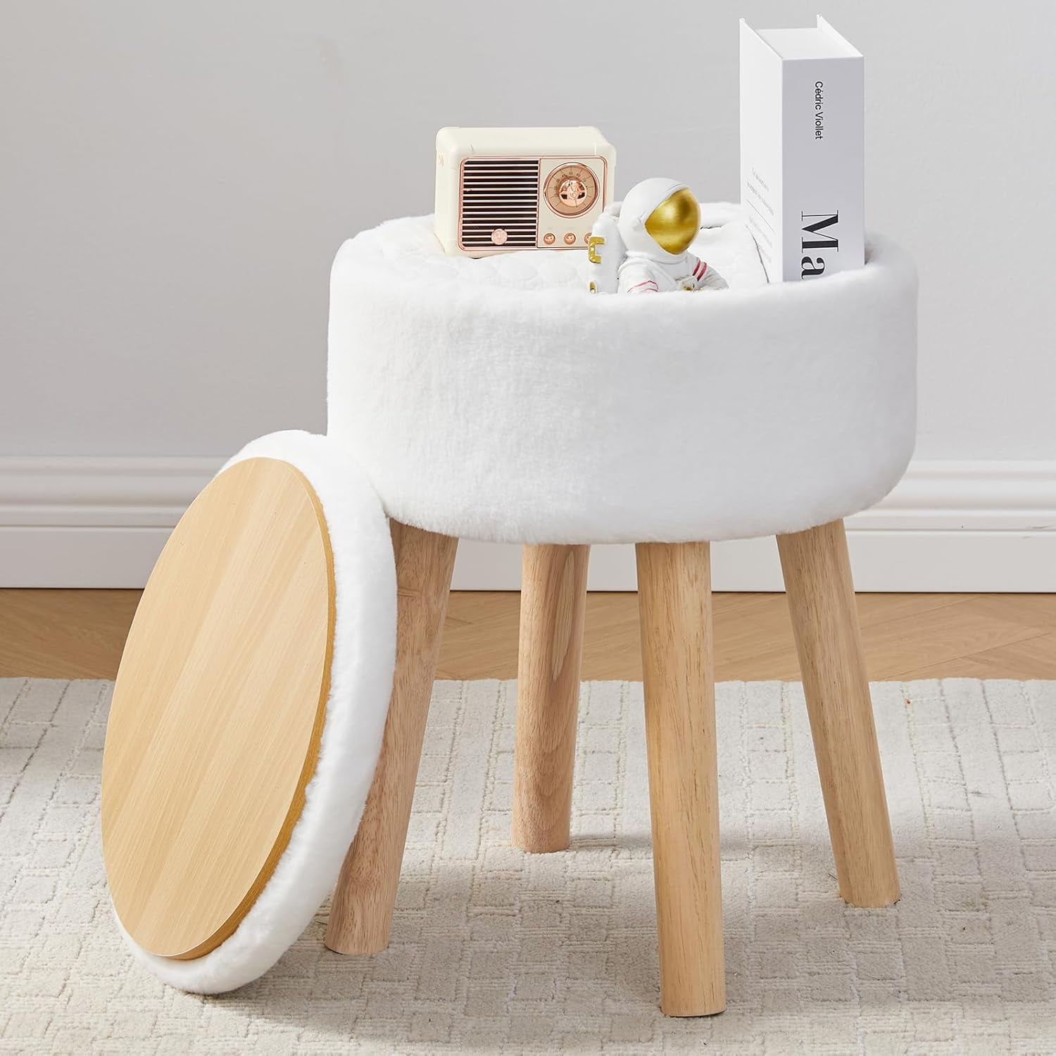 Click here for Ltmjwr Faux Fur Vanity Stool Chair With Storage Ro... prices