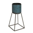 Kate and Laurel Holmes Rustic Metal Planter with Frame Stand, Turquoise Blue - Walmart.com