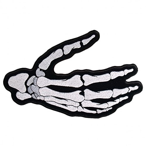Hot Leathers, SKELETON RIGHT HAND, Iron-On / Saw-On Rayon PATCH - 4" x ...