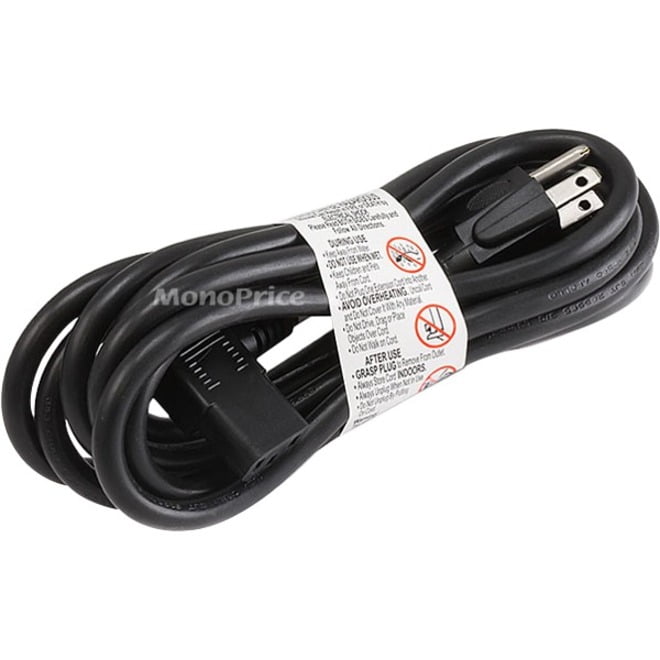 Monoprice Right Angle Power Cord - 10 Feet - Black | NEMA 5-15P to ...
