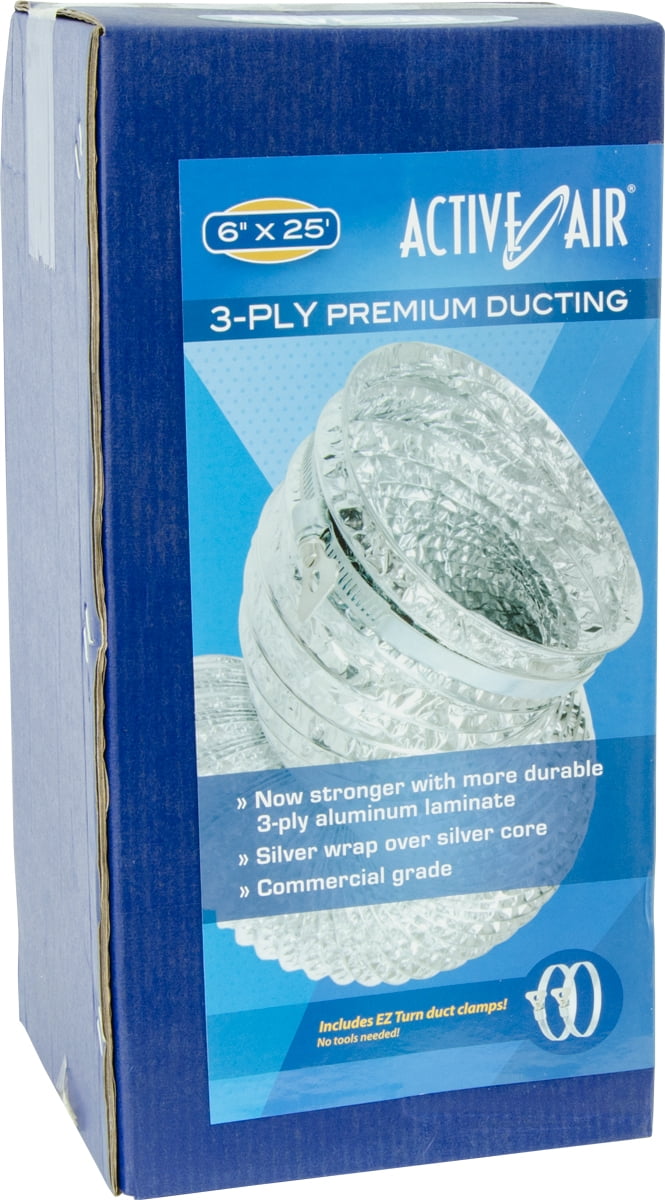 ACTIVE AIR ACDC625P Premium Ducting, 6" x 25' Silver - Walmart.com