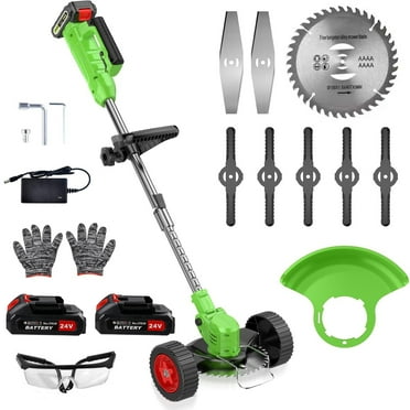 Electric Cordless Weed Eater, Grass Trimmer, Weed Wacker with 2*2000mAh ...