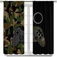 Camouflage Gamepad Printed Window Curtains,Green Video Games Decor ...