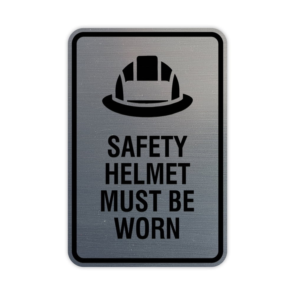 Signs ByLITA Portrait Round Safety helmet must be worn Sign (Brushed ...