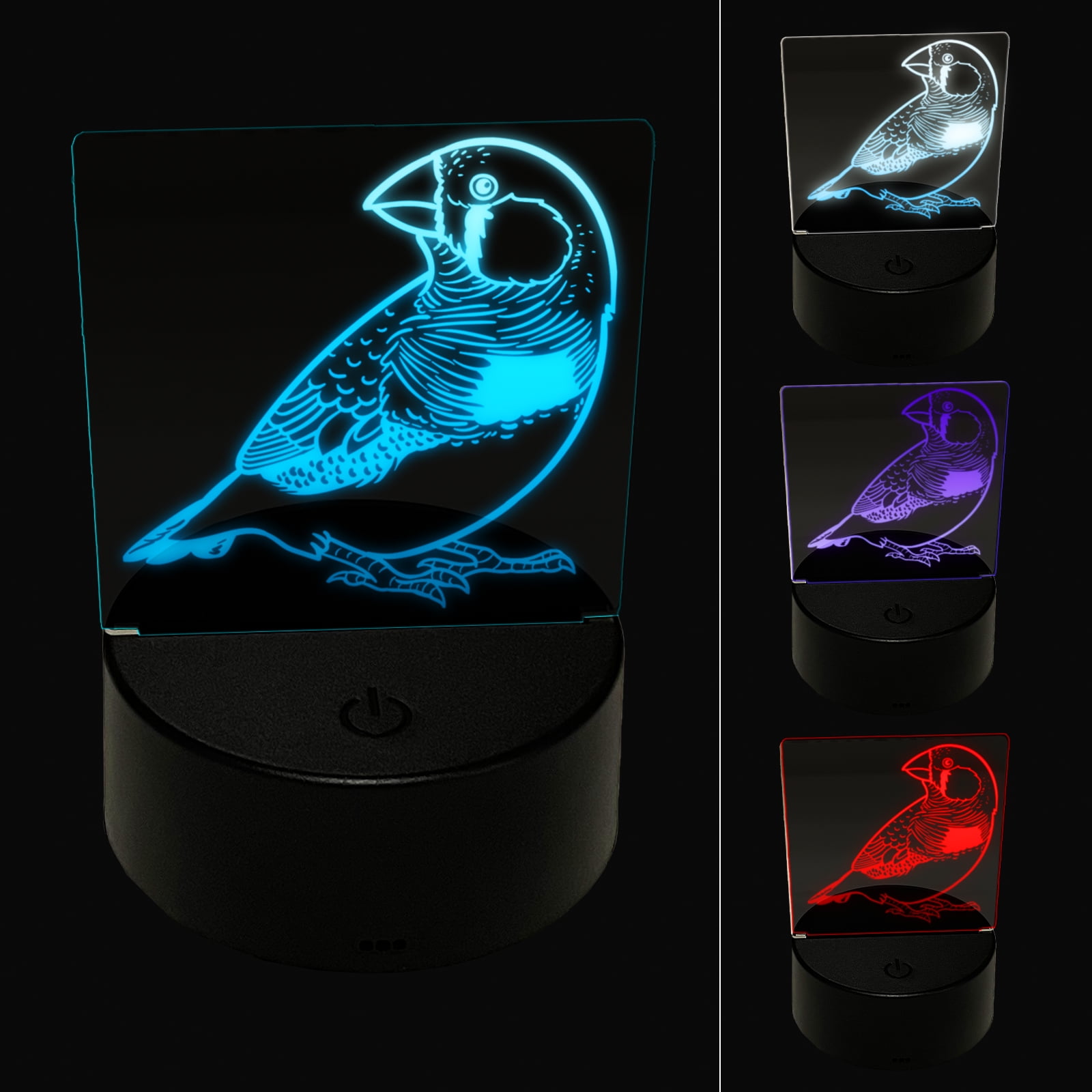 Happy Zebra Finch Bird LED Night Light Sign 3D Illusion Desk Nightstand ...