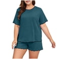 Busydd Plus Sizes Lounge Sets for Women with Scallop Hem Short Sleeve ...