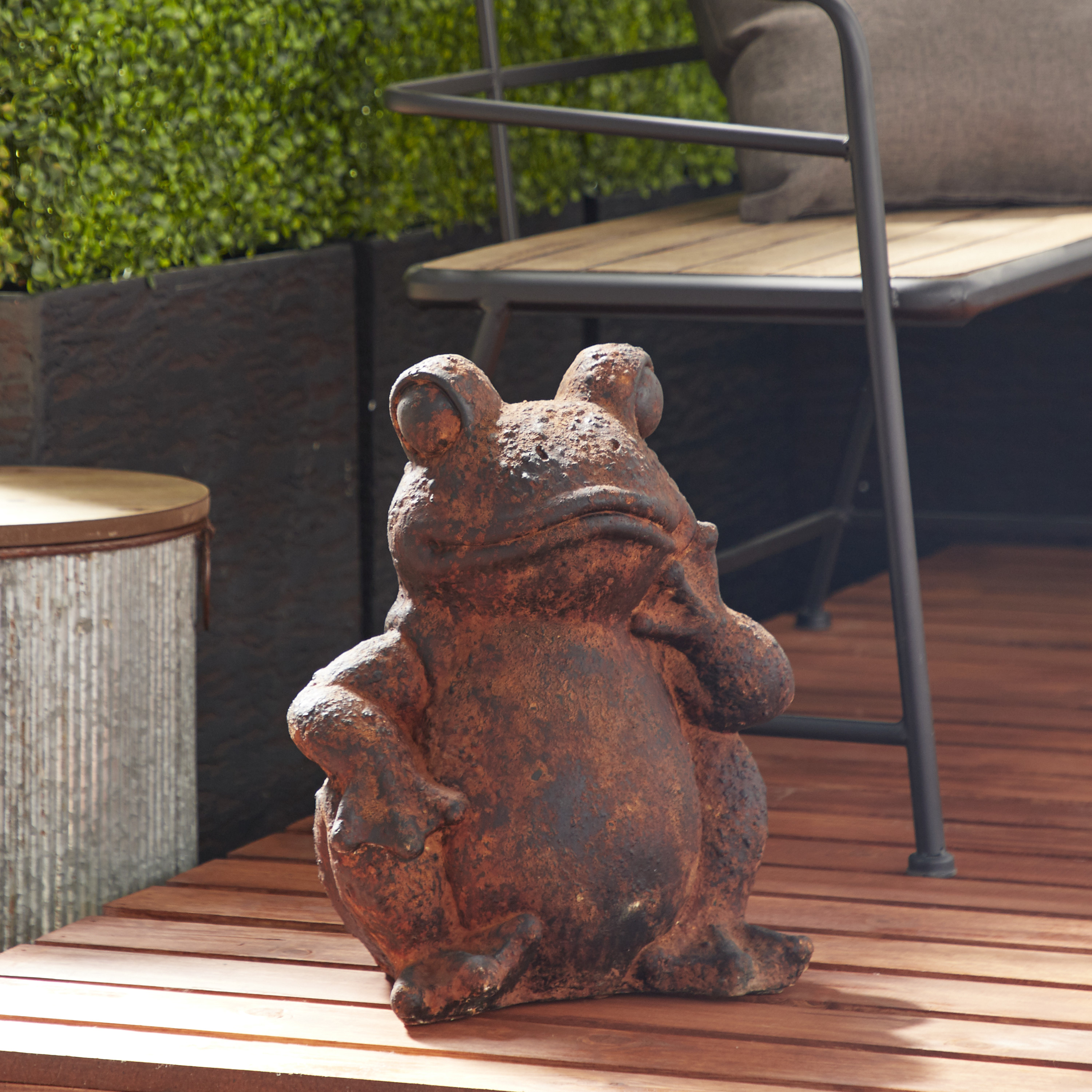 DecMode Outdoor 13" x 16" Rust Magnesium Oxide Rustic Frogs Garden ...
