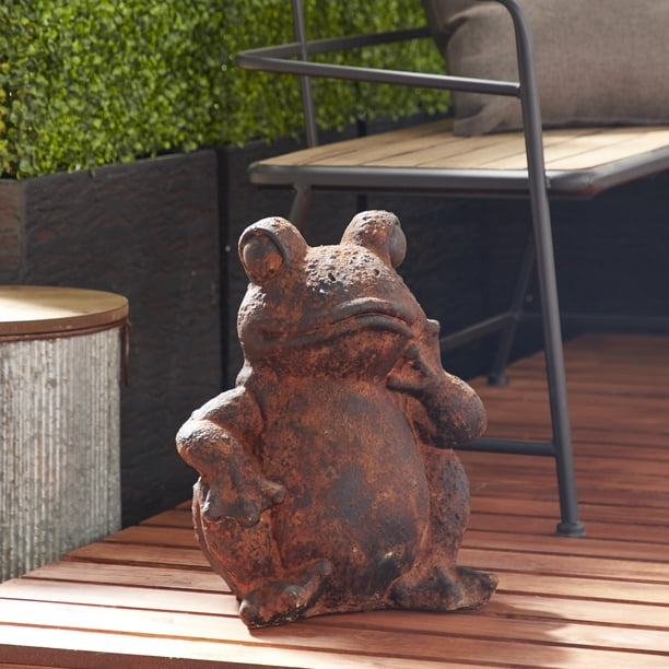 DecMode Outdoor 13" x 16" Rust Magnesium Oxide Rustic Frogs Garden ...