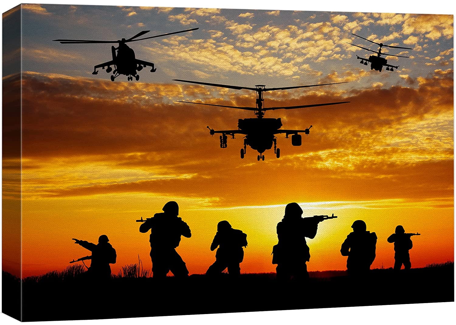 wall26 Canvas Print Wall Art Sunset Sky American Army Soldiers ...