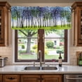 Birch Tree Valances for Windows, Spring Summer Art Purple Green Leaf ...