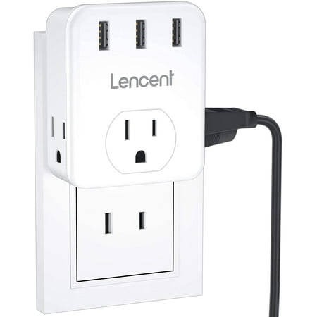 3 Prong to 2 Prong Adapter, 3 Outlets Extender with 3 USB Ports, Wall ...