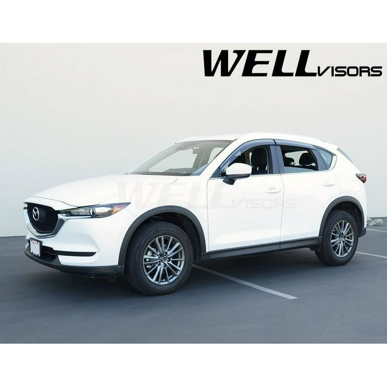 Wellvisors Side Window Visors Wind Deflectors Rain Guard With Black Trim for 2017 2018 2019 2020 2021 2022 2023 2024 Mazda CX 5 3 847MZ018