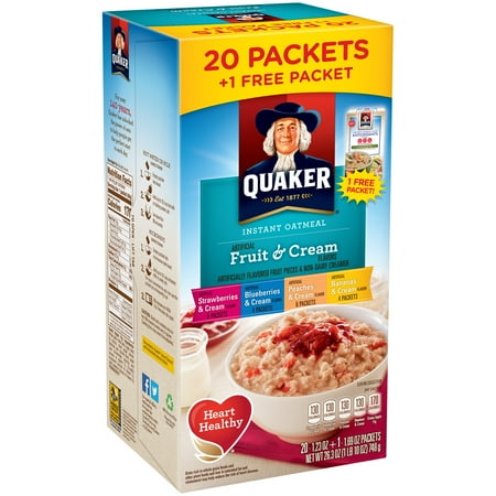 Quaker Instant Oatmeal, Fruit & Cream, Variety Pack, 20 Packets ...