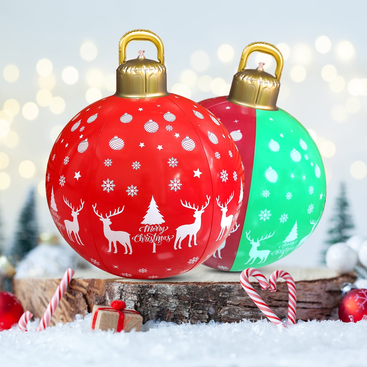 2 pcs Outdoor Christmas Inflatable Decorated Ball,PVC Giant Christmas ...