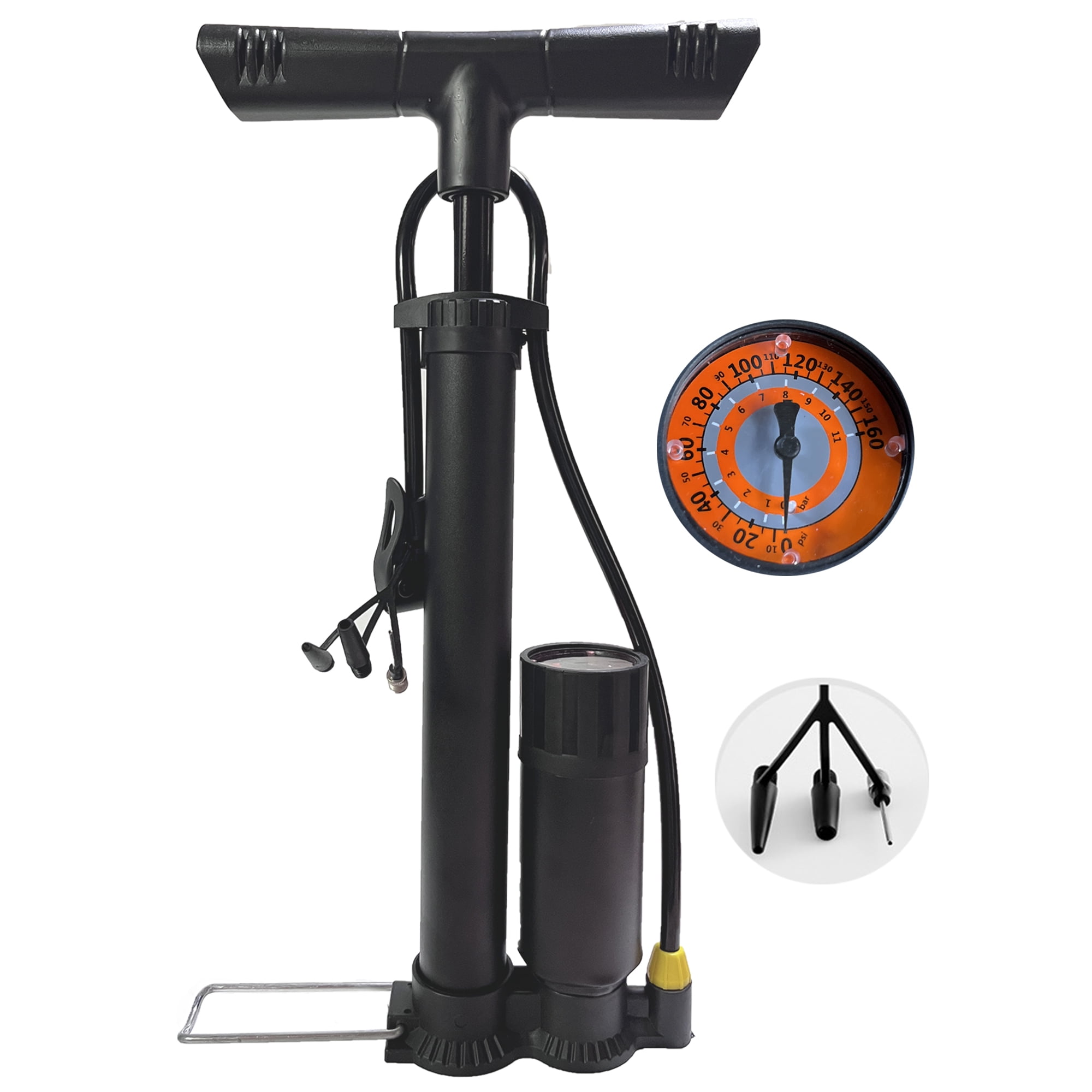 Schanno Bike Pump, Air Pump with 160 PSI High Pressure Gauge Bicycle ...