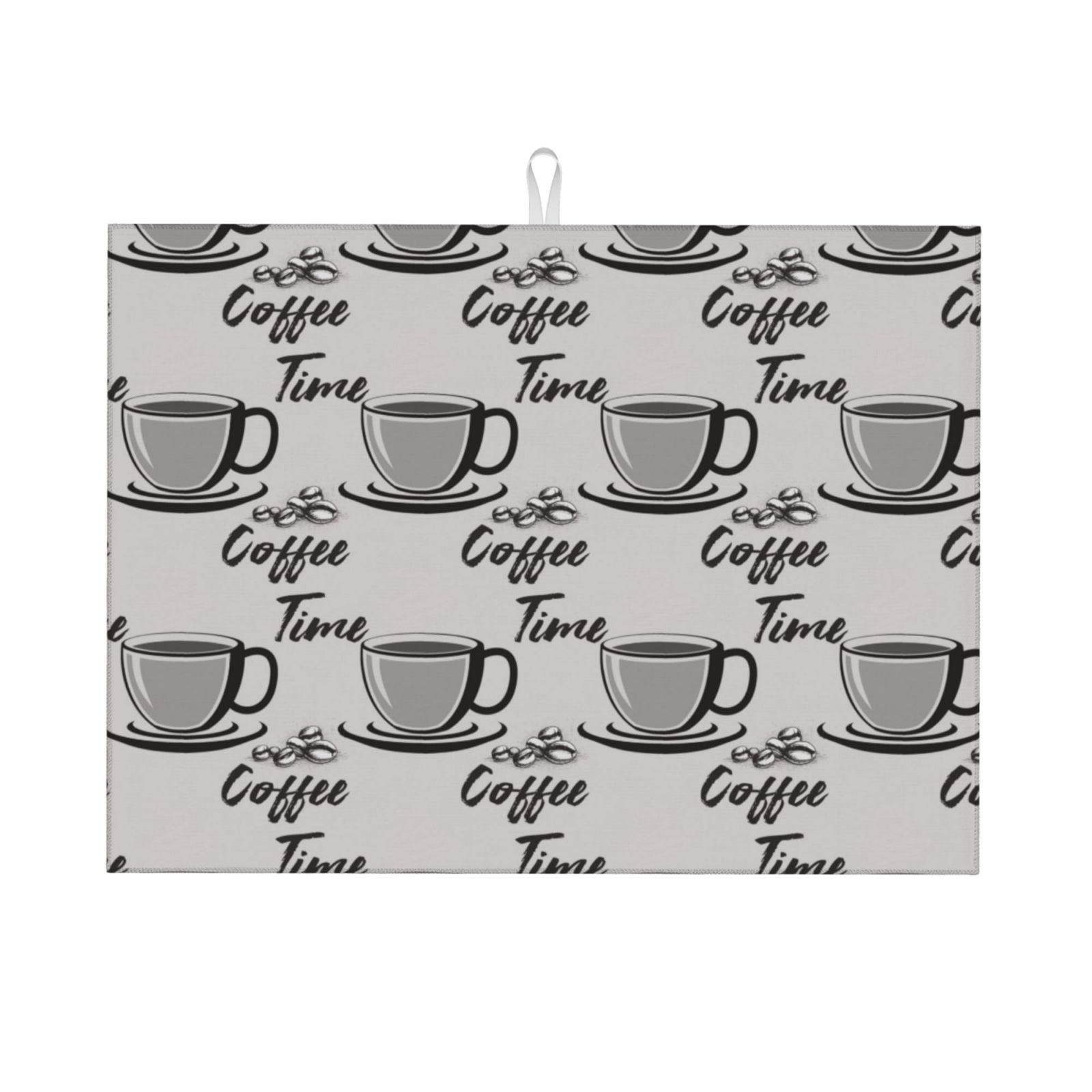 Microfiber Drying Mat, Cartoon Coffee Grey Graffiti Dish Drying Mat for ...