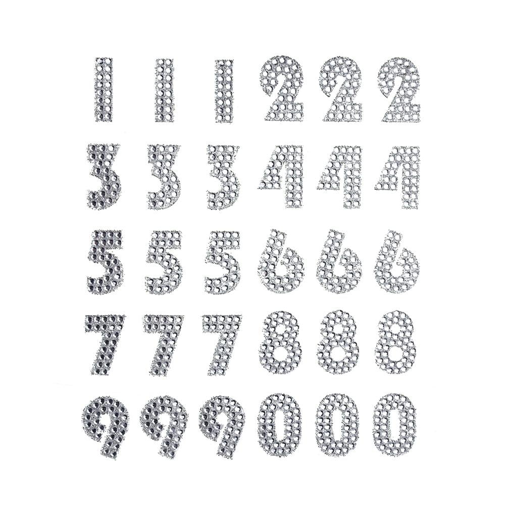 Groovy Numbers Rhinestone Stickers, Silver, 1-Inch, 32-Count - Walmart.com