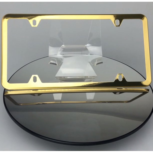 Slim 4 Holes Style Powder Coated Gold Stainless Steel License Plate ...