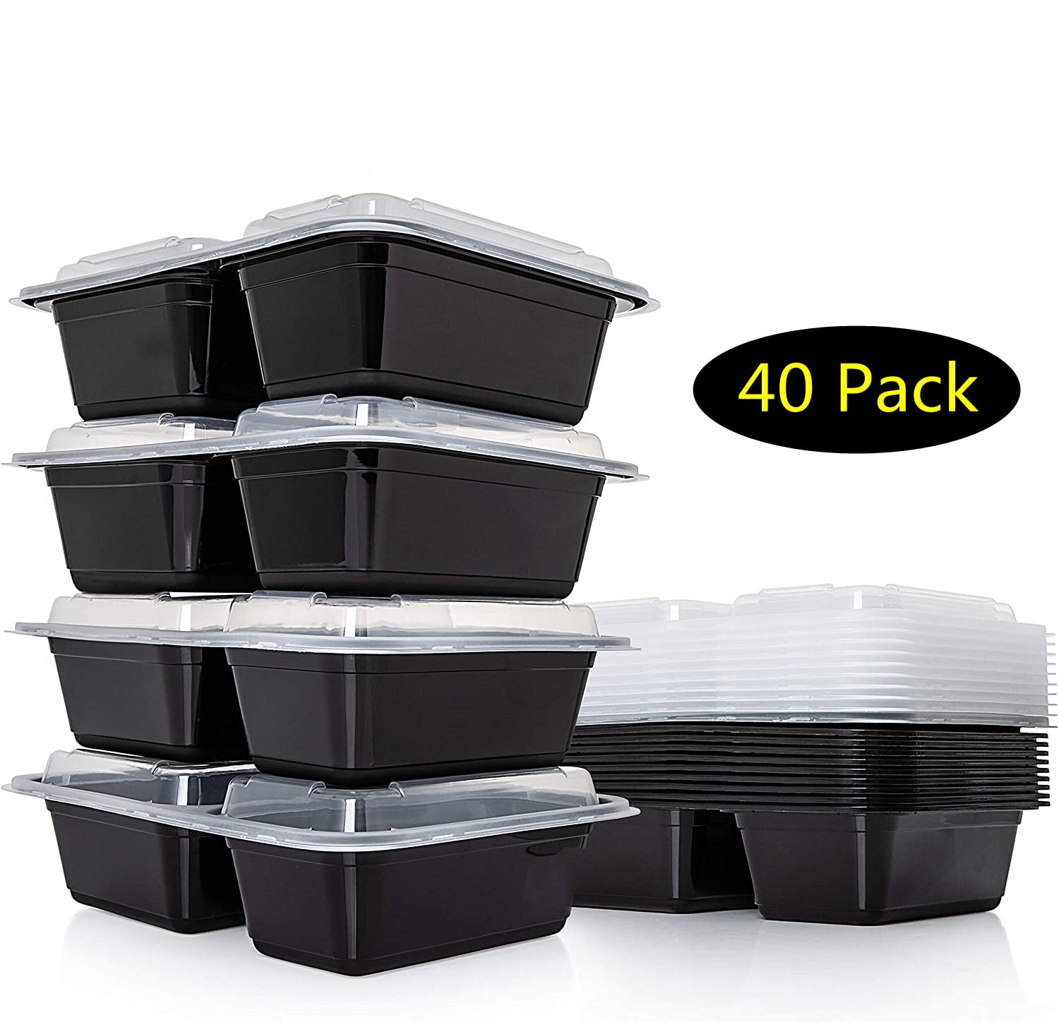 FungLam 40 Pack 32 oz Reusable Meal Prep Containers 2 Compartment ...