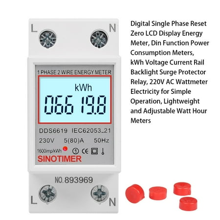 Single Phase Reset Zero Energy Meters Meter kWh Voltage Backlight Din ...