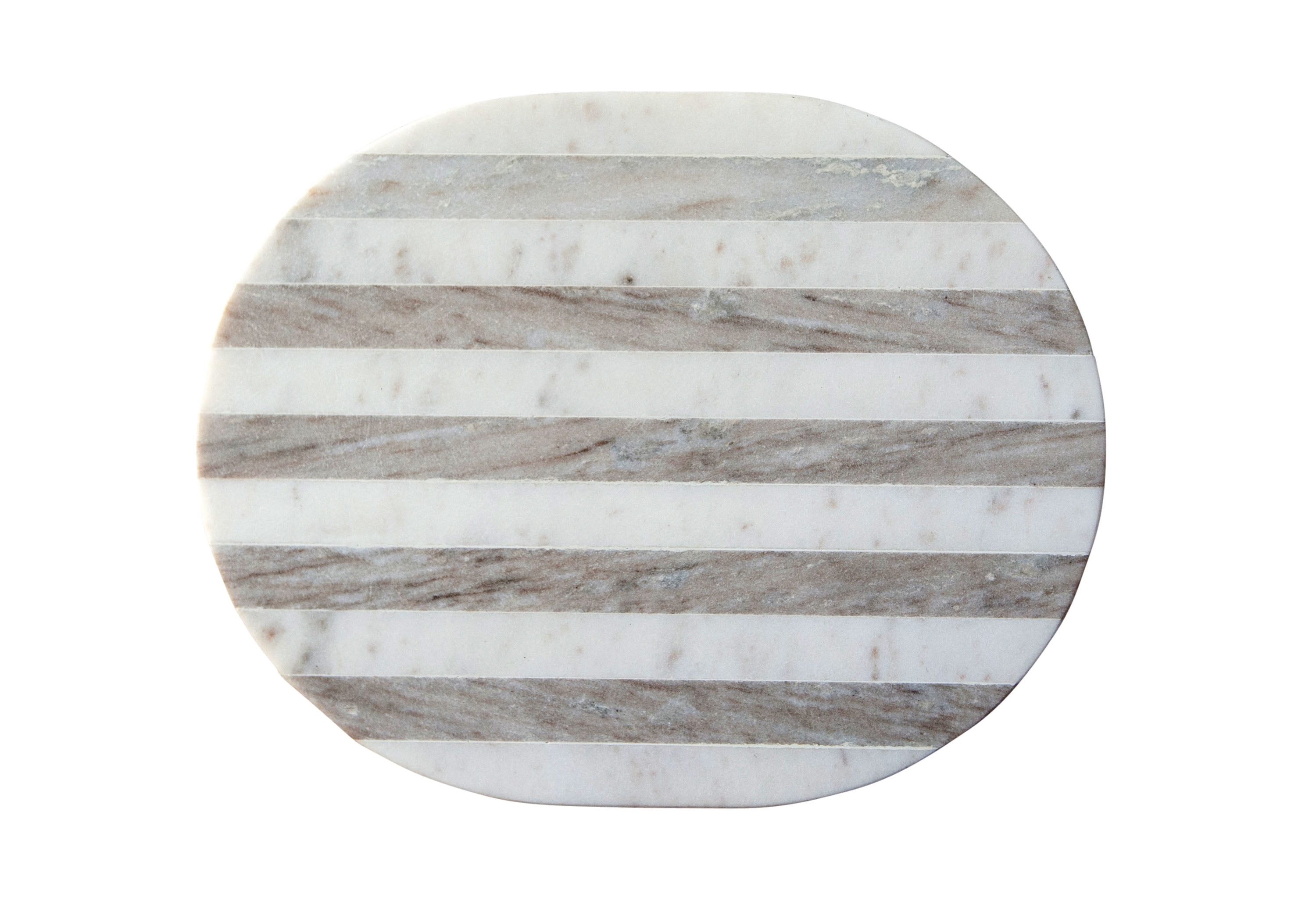 Creative Co-Op Oval Grey & White Striped Marble Cheese/Cutting Board ...