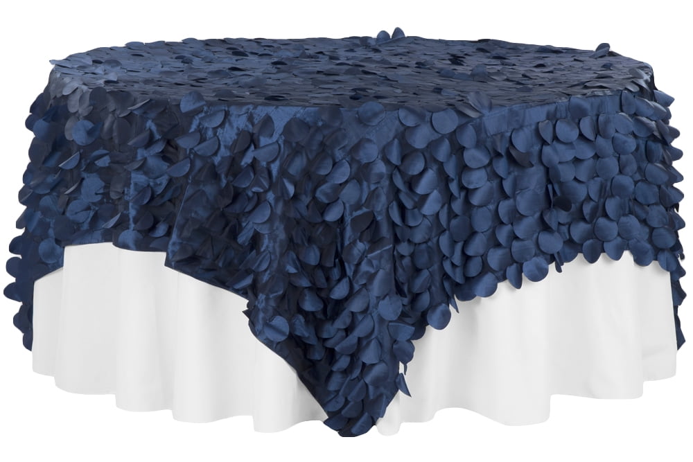 Petal Circle Taffeta 90"x90" Square Table Overlay - Navy Blue - Walmart.com