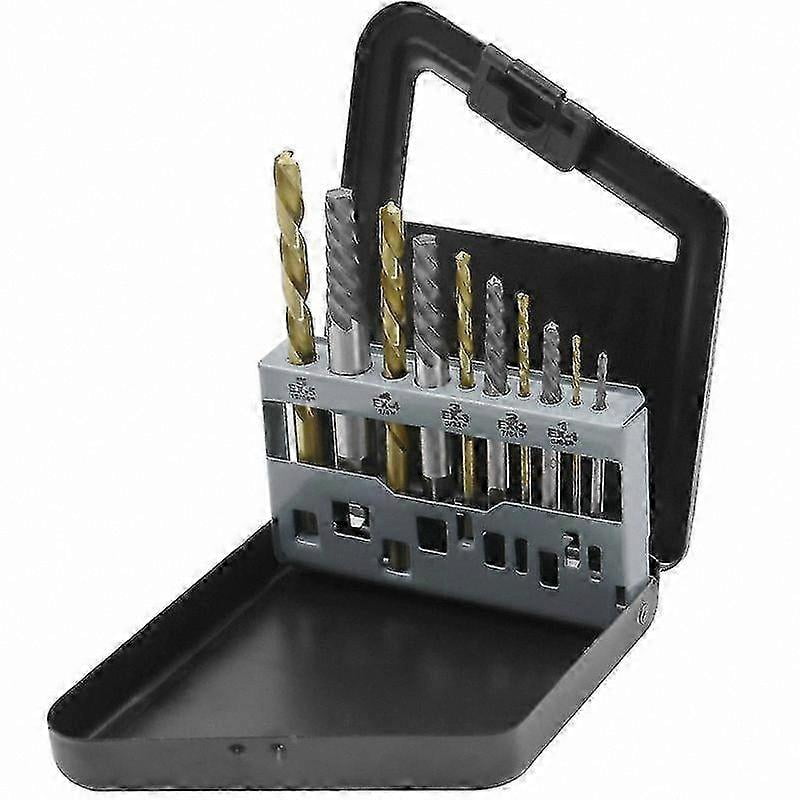 10-Piece Left Hand Screw Extractor Set with Gold-Tone Metal Housing ...